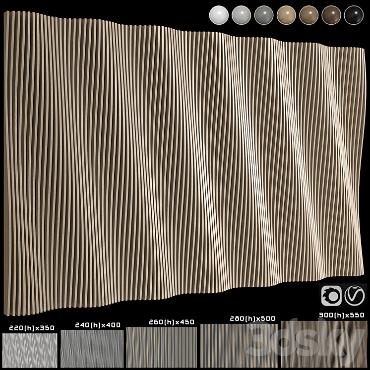 Decorative parametric panel made of slats for walls and ceilings ...