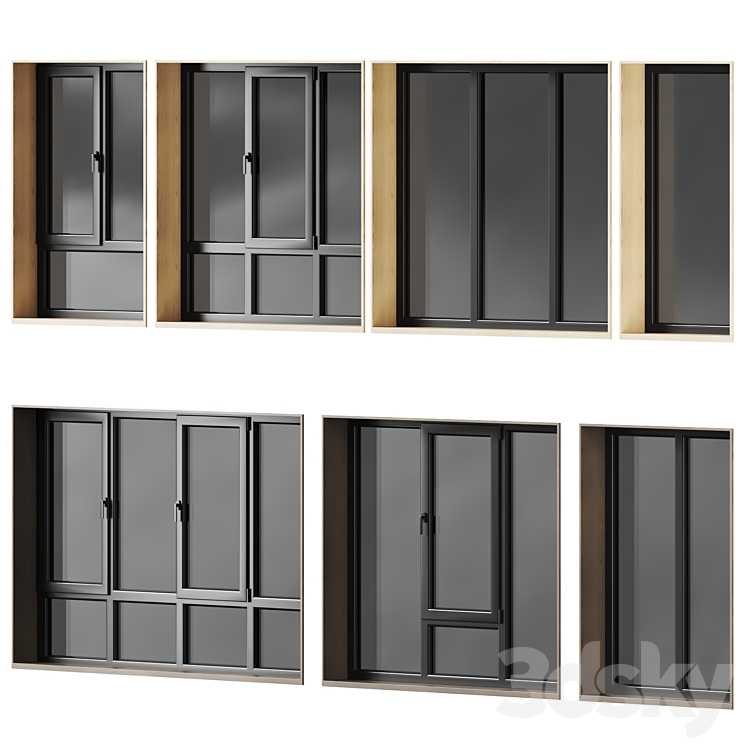 Modern Panoramic Glazing Stained Glass Windows - Windows - 3D model