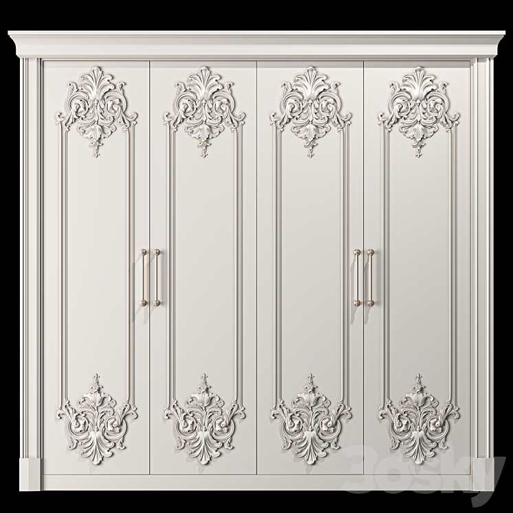 blk wood classical wardrobe art 0012 - Wardrobe & Display cabinets - 3D ...