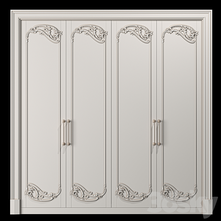 blk wood classical wardrobe art 0028 - Wardrobe & Display cabinets - 3D ...