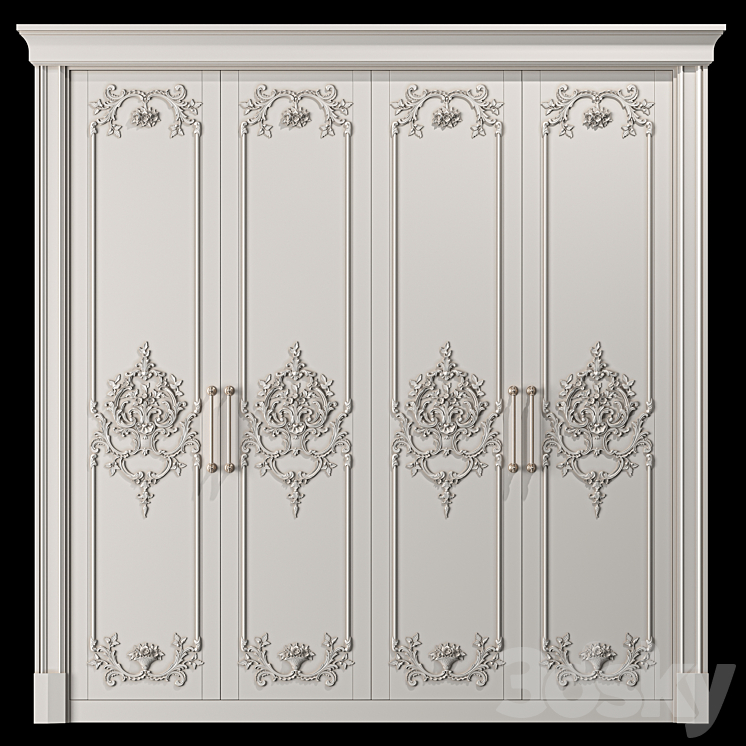 blk wood classical wardrobe art 0027 - Wardrobe & Display cabinets - 3D ...