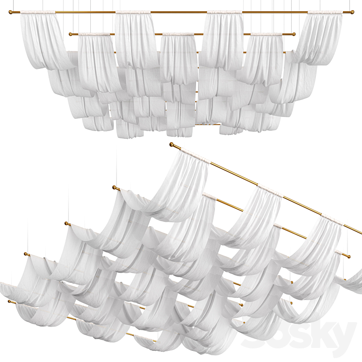 Hanging fabric installation 2 - Other decorative objects - 3D model