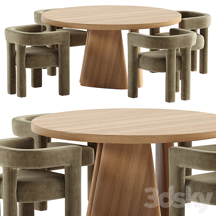 Athena dining chair & Keating Round Dining Table - Table + Chair - 3D model