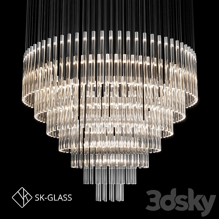 OM Cascade light installation SK-GLASS® made of glass tubes - Pendant ...
