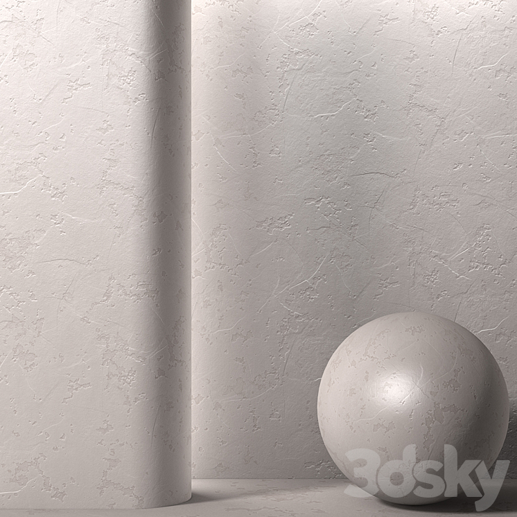 Decorative facing plaster with traces of fan-shaped strokes and a ...