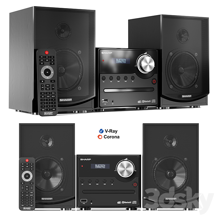 SHARP XL-B512 Wireless & Bluetooth Audio - Audio tech - 3D model