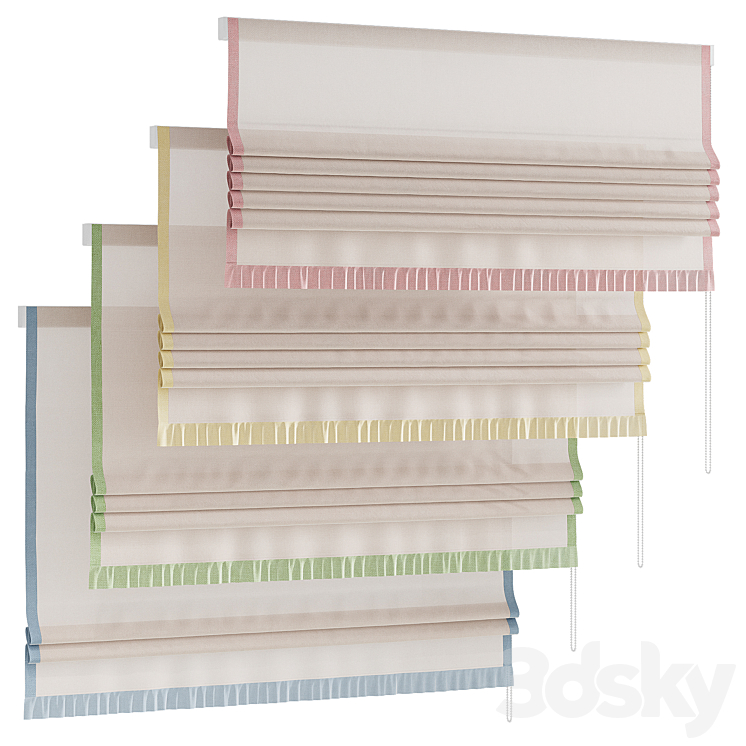 Roman curtains with ruffles for the nursery - Curtain - 3D model