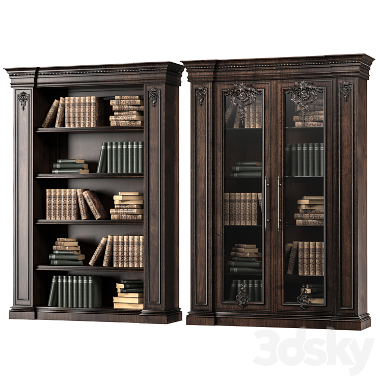 blk wood classical bookcase art 006 - Wardrobe & Display cabinets - 3D ...