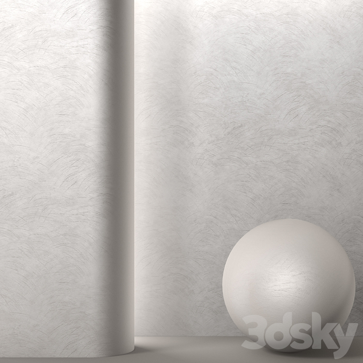 Decorative facing plaster with traces of fan-shaped strokes and a ...