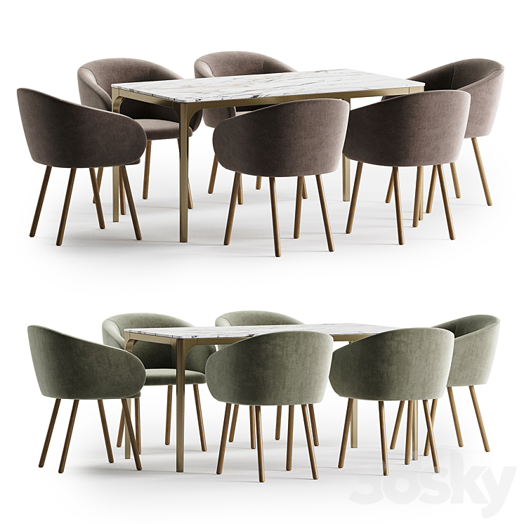 Dining set 246 - Table + Chair - 3D model