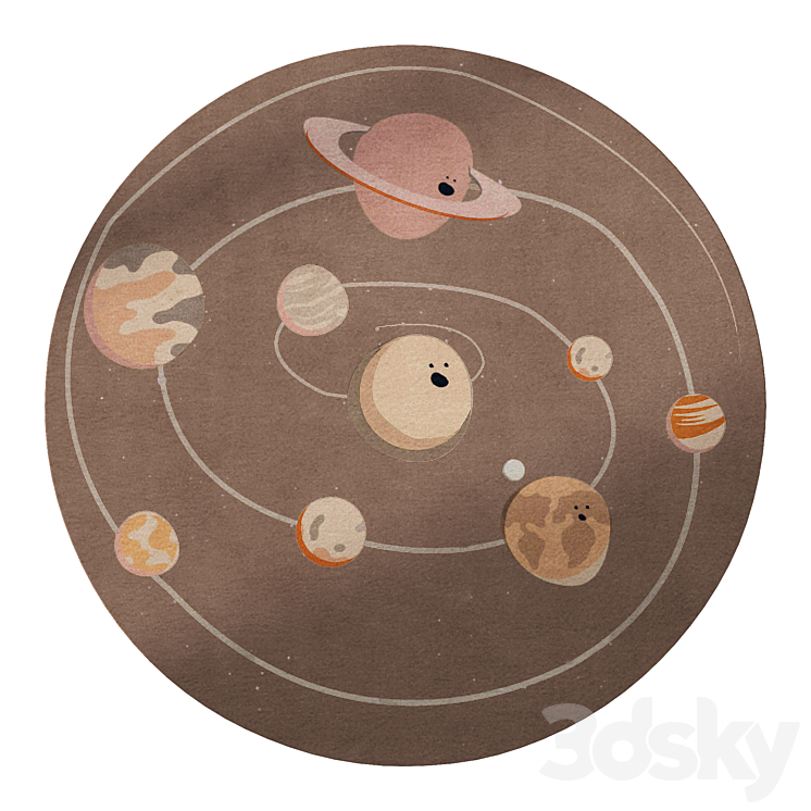 Solar System Round Rug - Carpets - 3D model