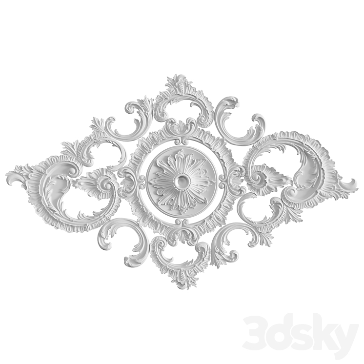 Rosette with stucco molding set No118 - Decorative plaster - 3D model