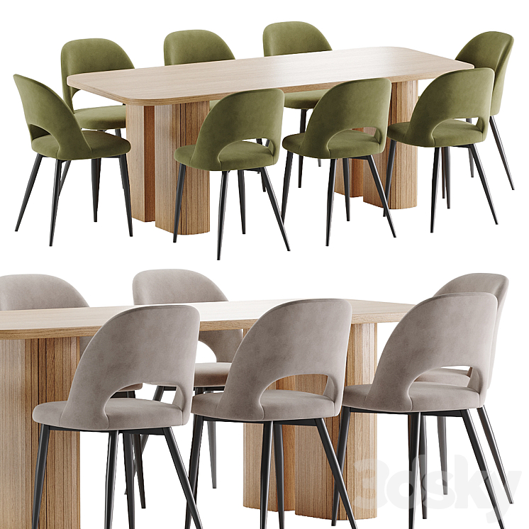 Dining Set 144 - Table + Chair - 3D model