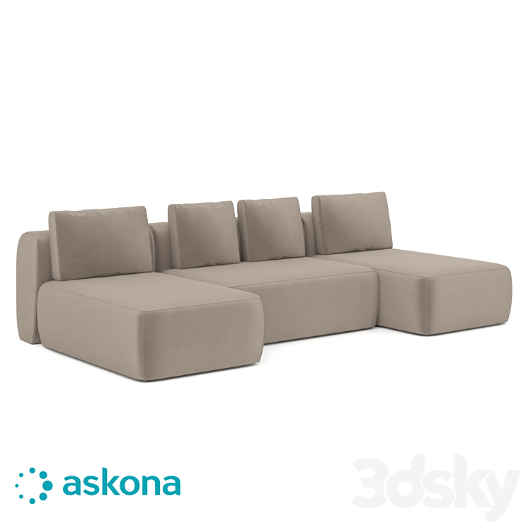 Modular sofa 3-sections 125+125+125 Molto (Molto) - Sofa - 3D model