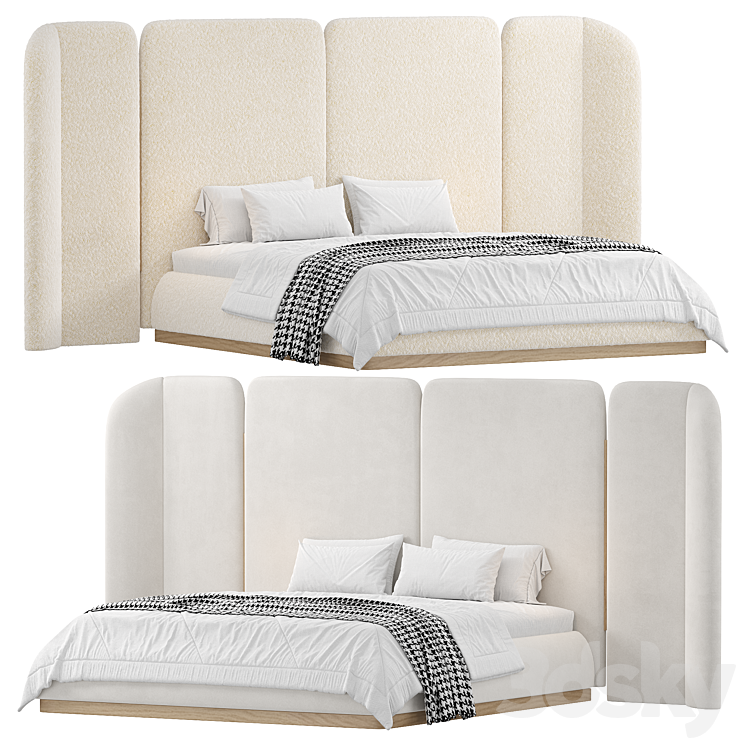 Malta upholstered king bed - Bed - 3D model