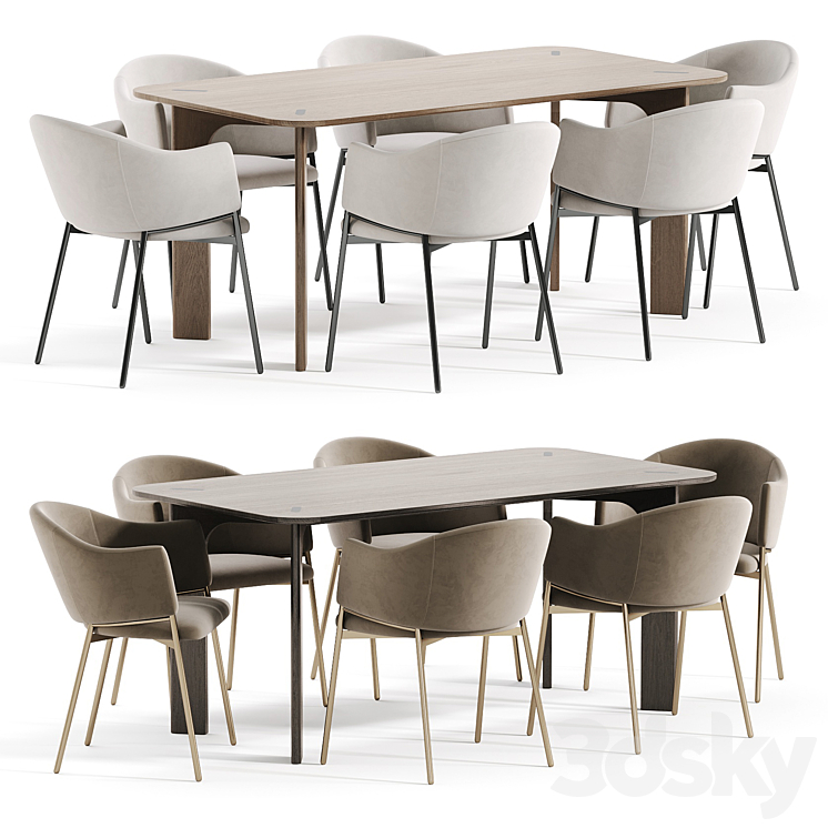 Dining Set 61 - Table + Chair - 3D model