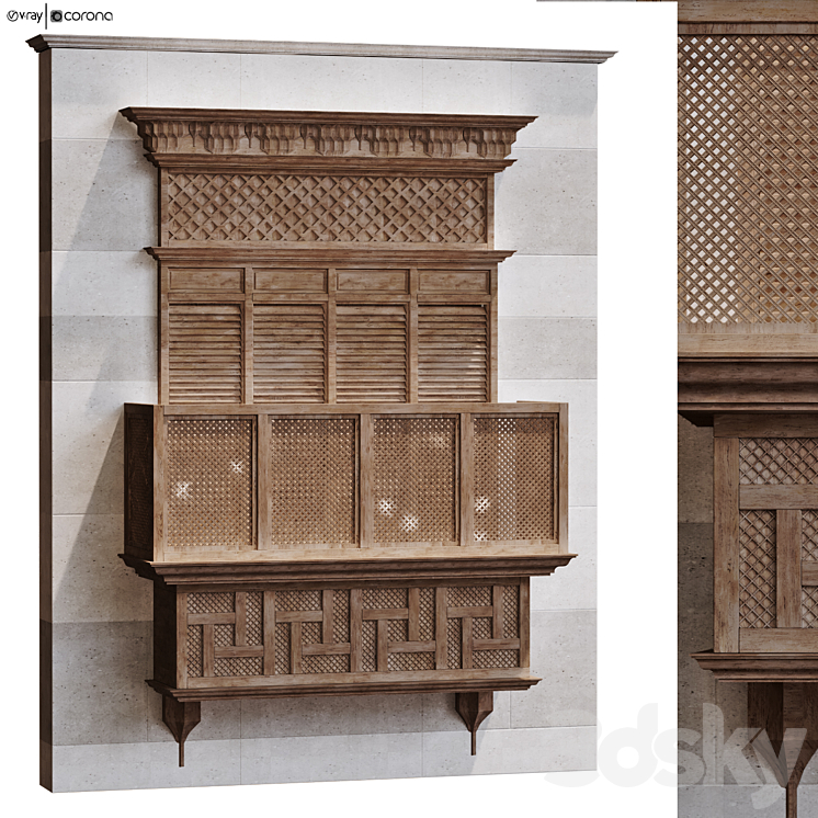 islamic arabic mashraba windows set 386 - Facade element - 3D model