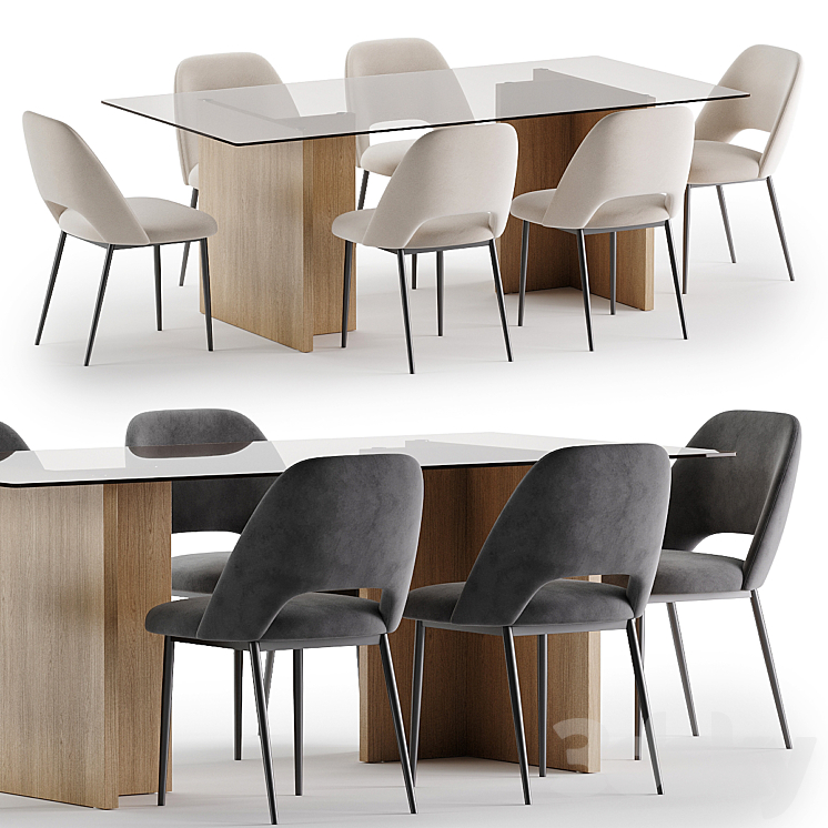 Dining Set 146 - Table + Chair - 3D model