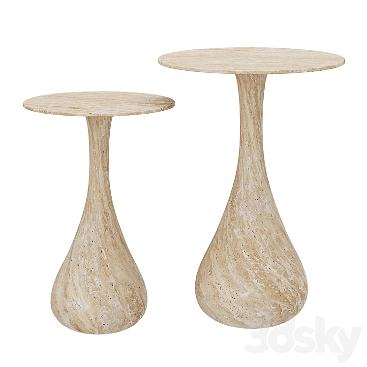 Global Views Dea Tables-Travertine - Table - 3D model