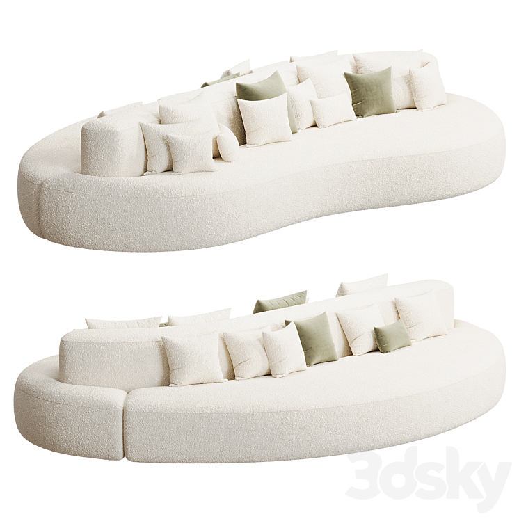 Lab Organic White Pearl Sofa - Sofa - 3D model