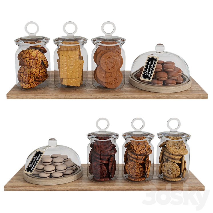Cookie jars and macaroons - Food and drinks - 3D model
