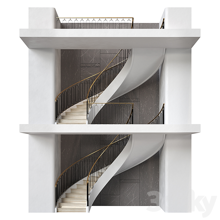 Neoclassical spiral staircase 4 - Staircase - 3D model
