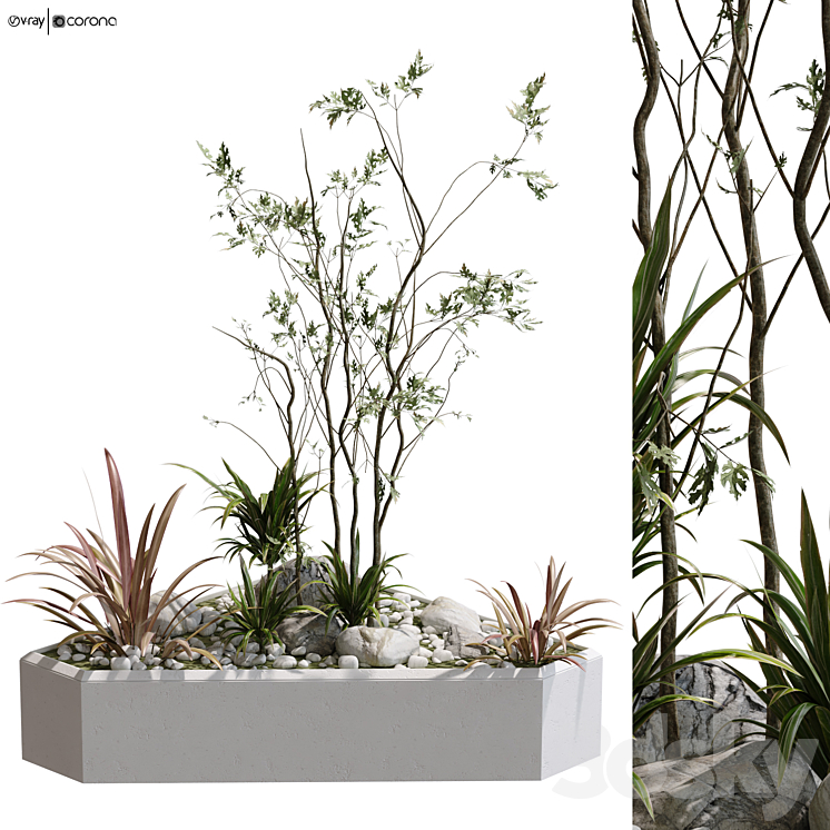 Corner Garden court yard Set 401 - Indoor - 3D model
