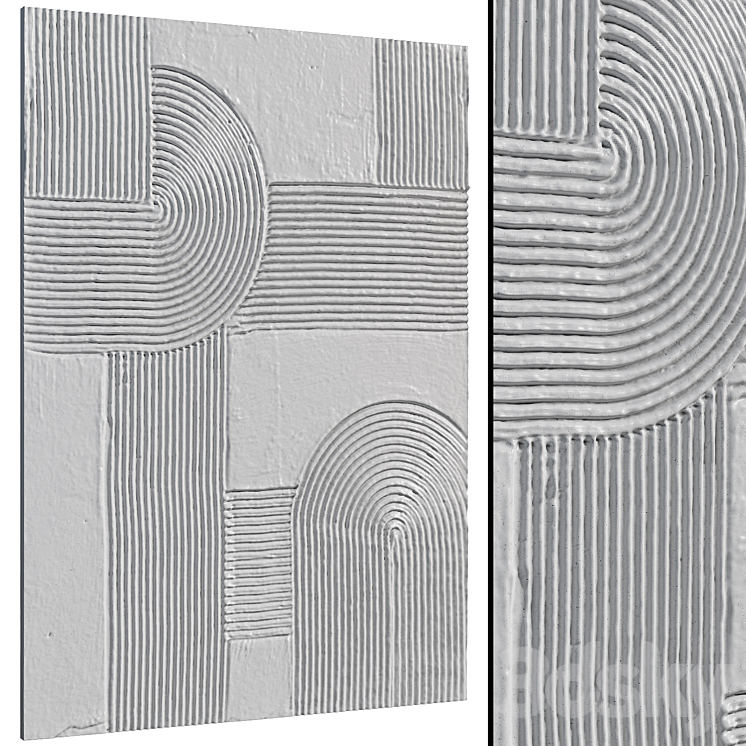 Bas-relief gypsum wall decorative panel Japan wave lines - Decorative ...