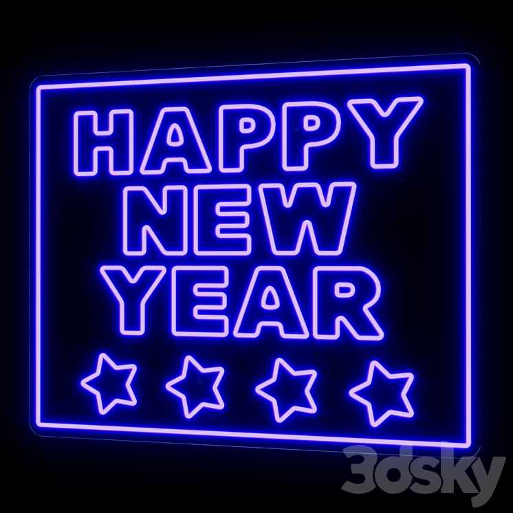 New Year's sign - Neon - 3D model