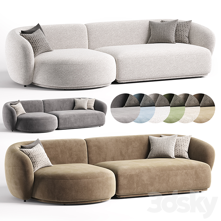 Modular sofa Fabro M white color left - Sofa - 3D model