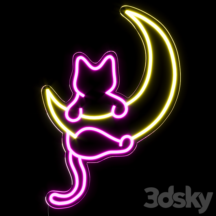 neon sign cat - Neon - 3D model