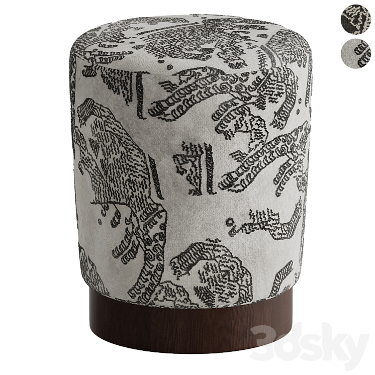 Velvet Pouffe Pouf with Walnut Plinth - Tiger Mountain by Six The ...