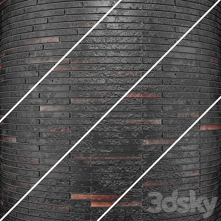 Brick texture long black 060L - Brick - 3D model