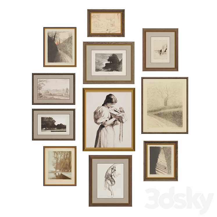 Set of classic paintings 73 - Frame - 3D model