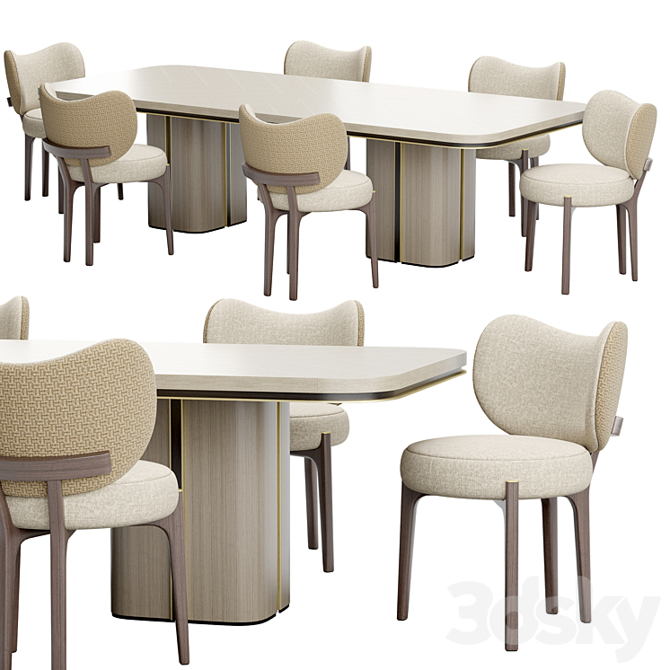 Frato Kamakura Nikko dining - Table + Chair - 3D model