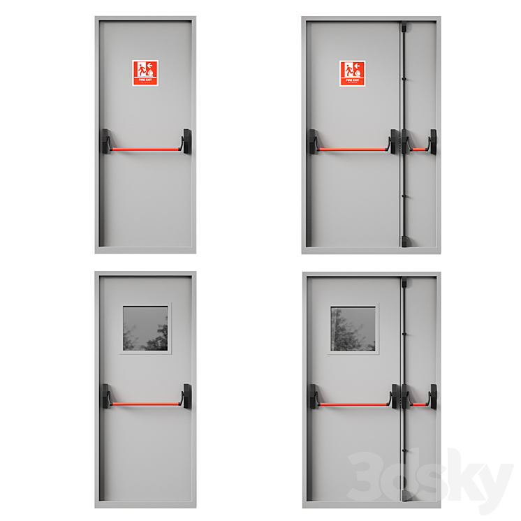 Fire door set 01 - Doors - 3D model