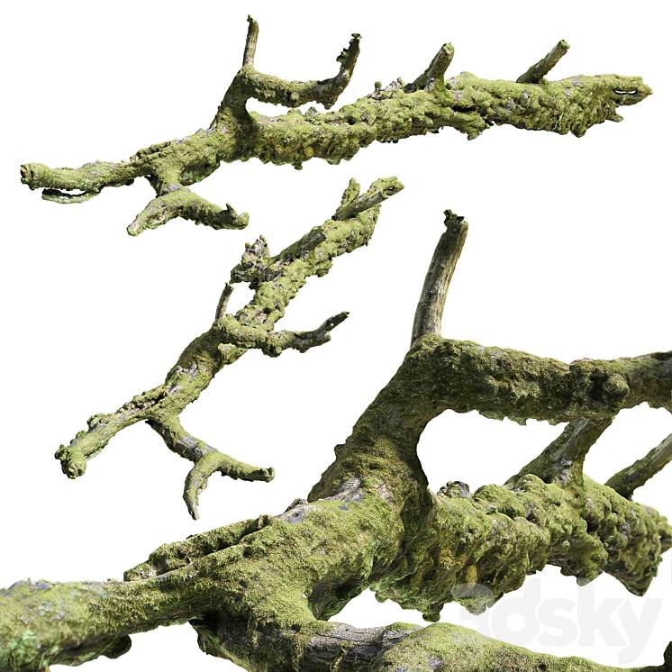 An old log covered with moss - Environment elements - 3D model