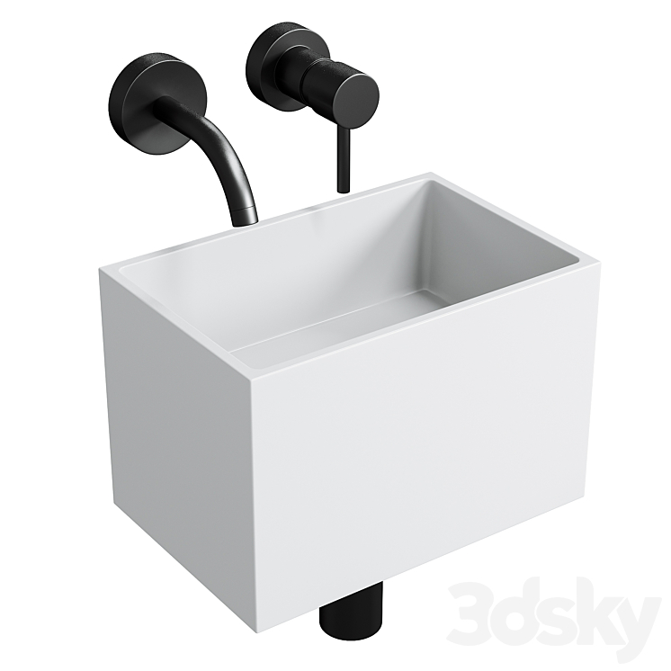 Tucci White Wall Hung Micro Basin 300mm - Wash basin - 3D model