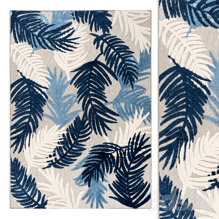 Hernandez Floral Navy Ivory Blue Area rug - Carpets - 3D model