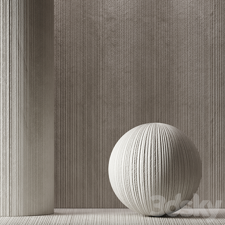Relief decorative plaster with vertical lines - Wall covering - 3D model