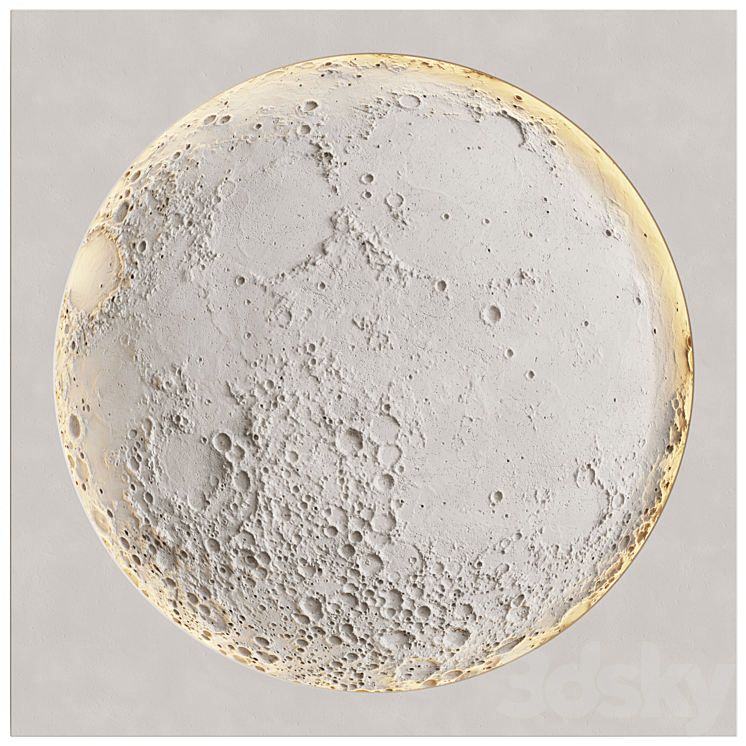 Realistic gypsum moon 3d panel 06 - Other decorative objects - 3D model