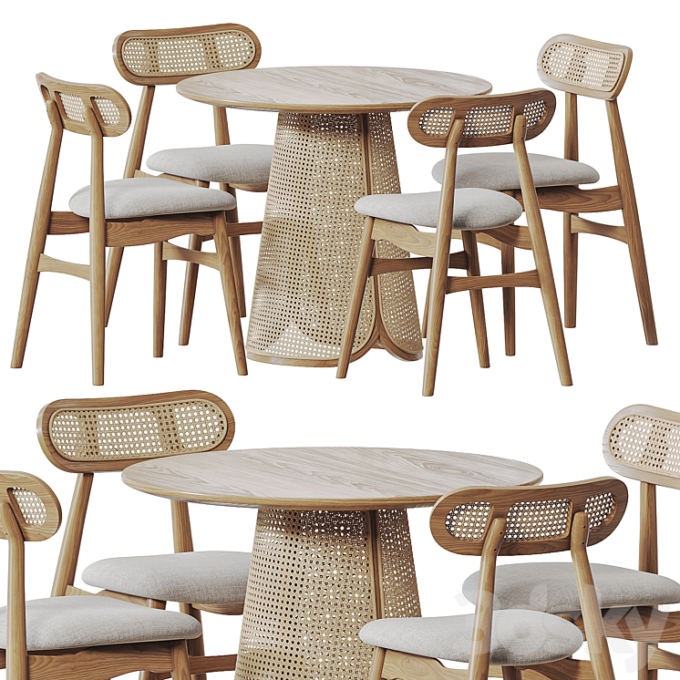 Dining Set 282 - Table + Chair - 3D model