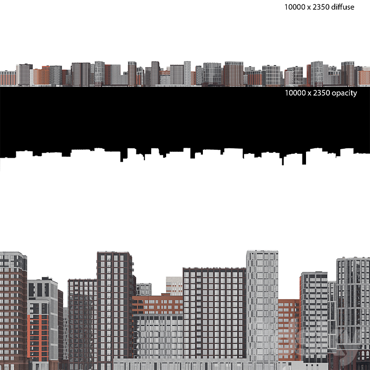 City panorama with Opacity map - Panorama - 3D model