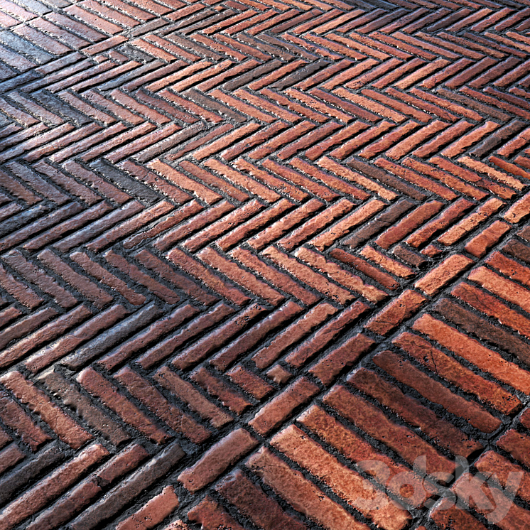Red Brick Flooring 04 + Sbsar - Brick - 3D model