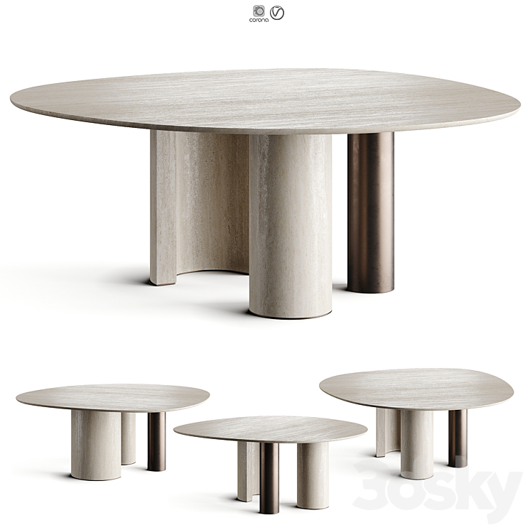 Paolo Castelli NUCLEO Travertino Round Table - Table - 3D model