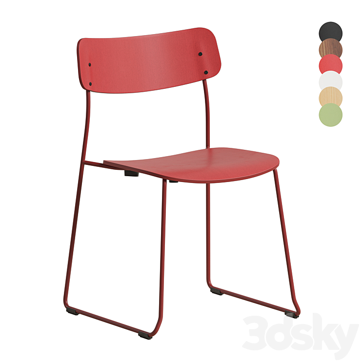 Ella Chair with Sled Base Laminate - Chair - 3D model