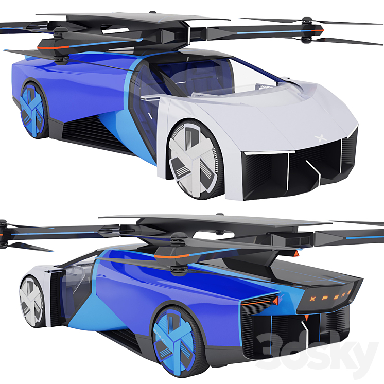XPeng car flying quadcopter - Air Transport - 3D model