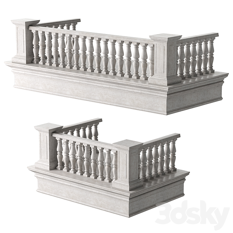 Classic Marble Balcony with Petite Marble Balusters and Square Columns ...