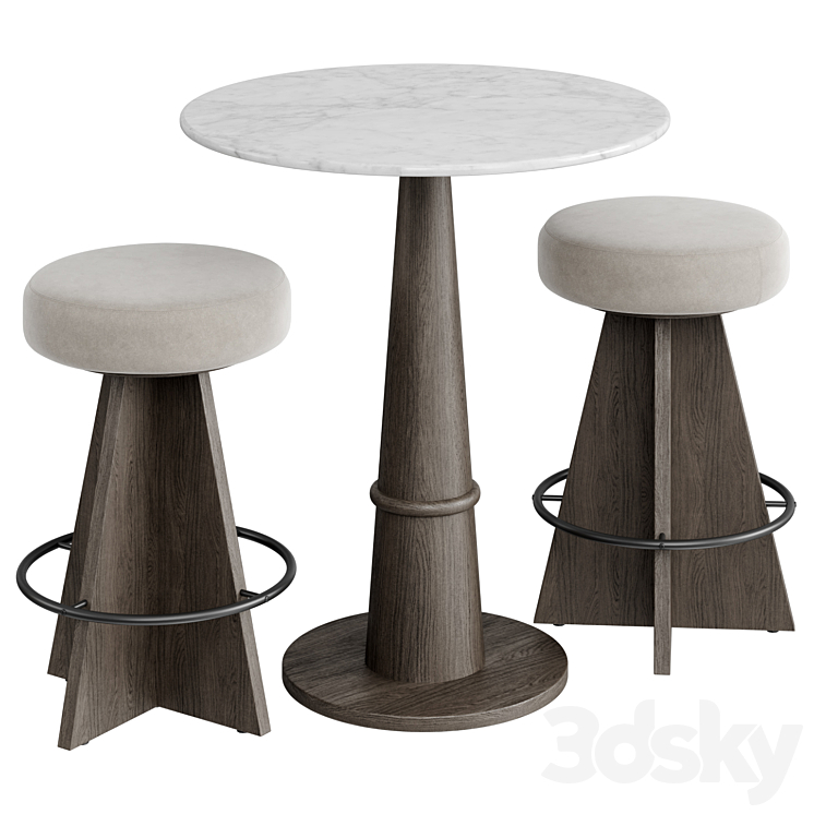 Counter Drew Table and Eguzki Stool - Table + Chair - 3D model