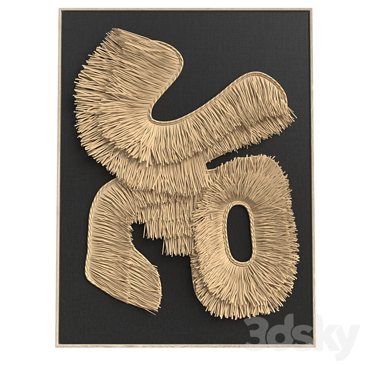 Restoration Hardware Elan Byrd Raffia Art - Frame - 3D model